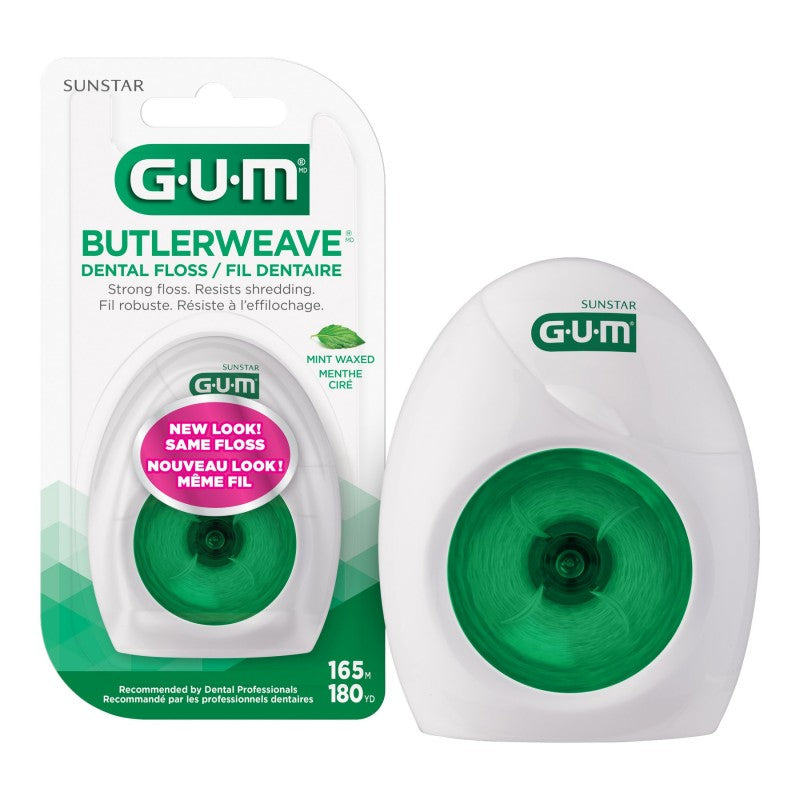 x6 Sunstar GUM Butlerweave Waxed Dental String Floss, Mint 165m ...